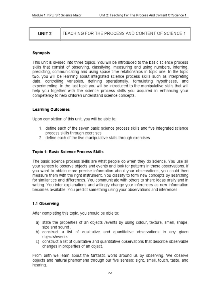 Sub Topic 1 Basic Process Skills | PDF | Nature