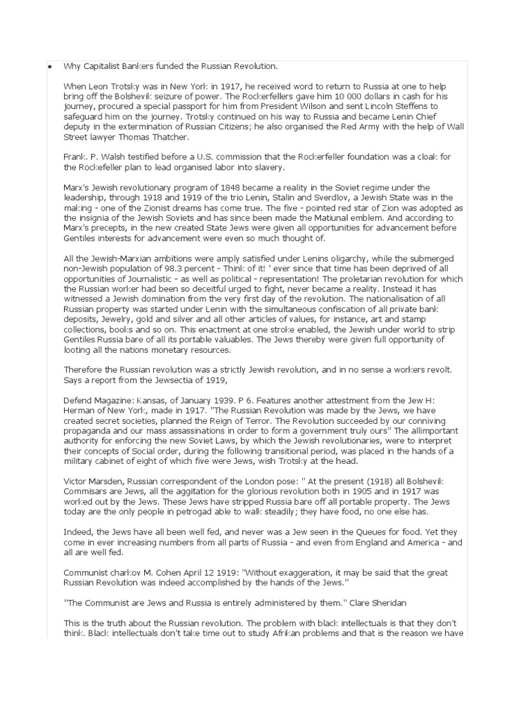 Capitalist Support for Russian Revolution | PDF | Vladimir Lenin | Leon ...