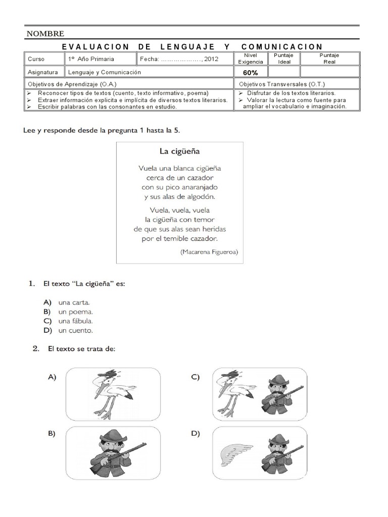 Comprensión Lectora Primero Básico | PDF