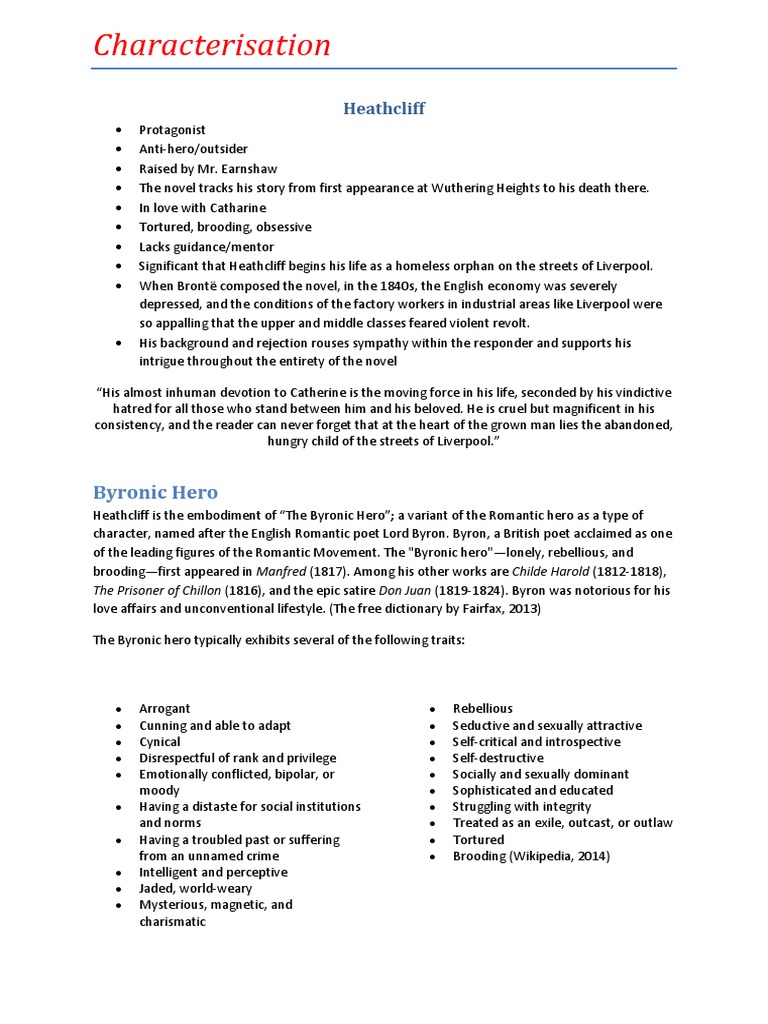 Wurthering Heights Analysis Document | PDF | Heathcliff (Wuthering ...