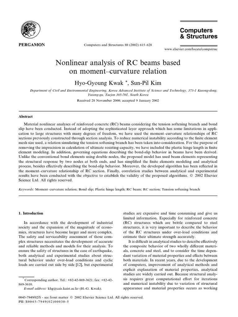 Nonlinear Analysis of RC Beams Based On Moment-Curvature Relation | PDF ...