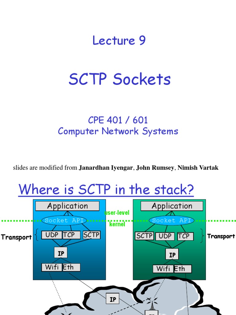Sctp Sockets Cpe 401 601 Computer Network Systems Pdf Transmission Control Protocol 