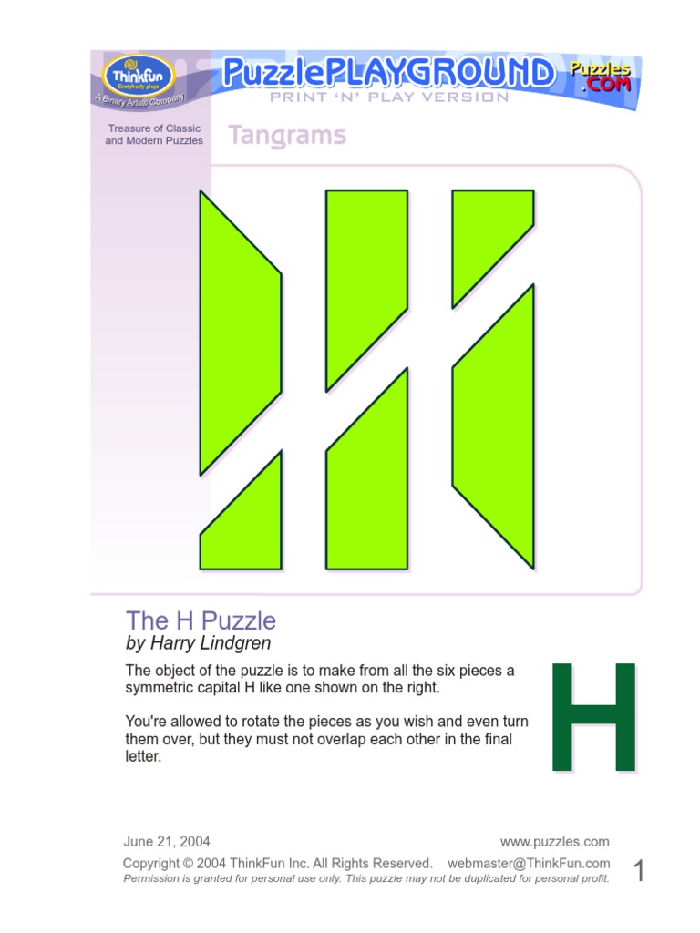 H Puzzle Print Play | PDF | Home & Garden