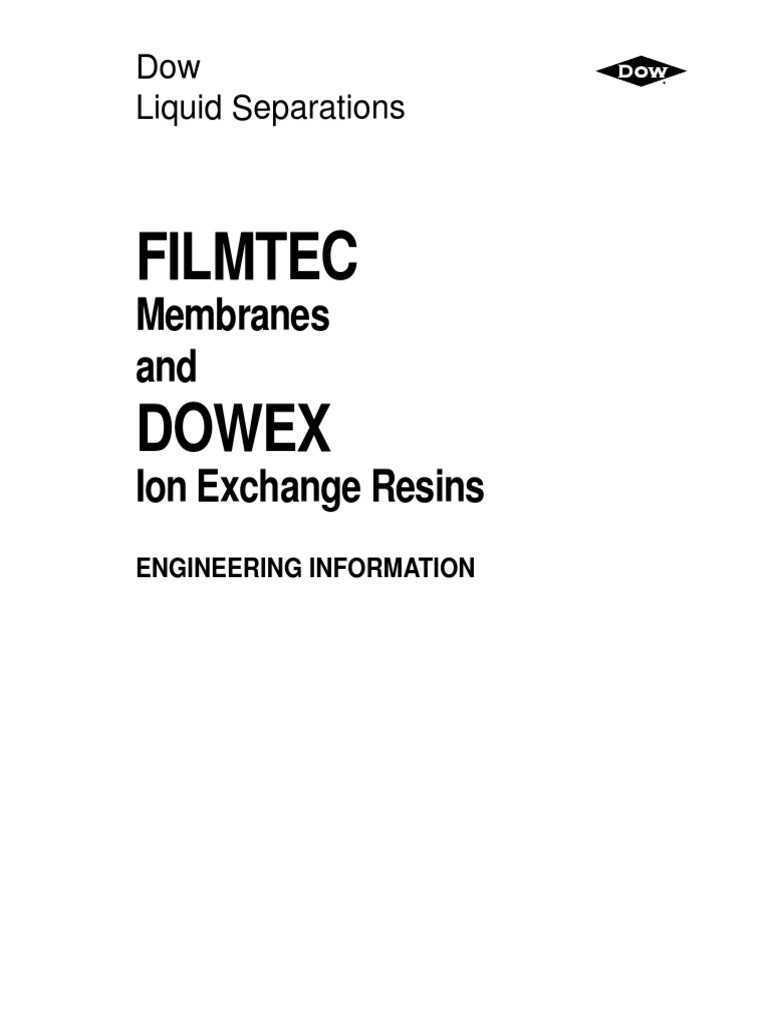 Filmtec Dowex: Membranes and Ion Exchange Resins | PDF | Alkalinity | Ph