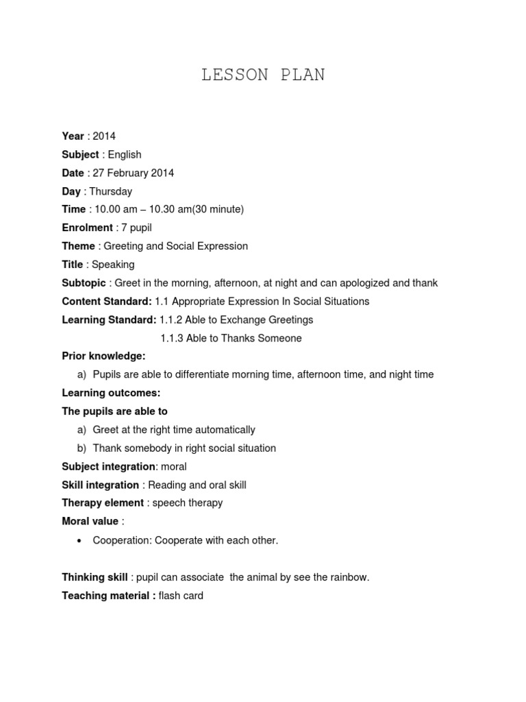 LESSON PLAN Abt Speaking | PDF | Language Arts & Discipline | Wellness