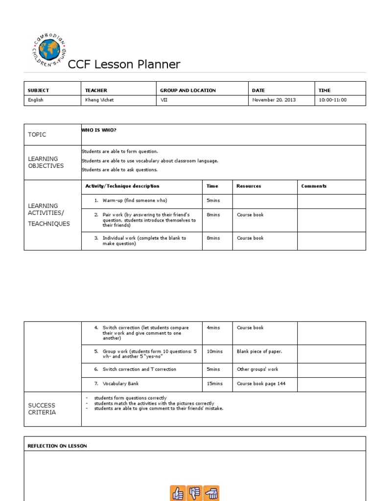 CCF Lesson Plan Template-Margaret | PDF