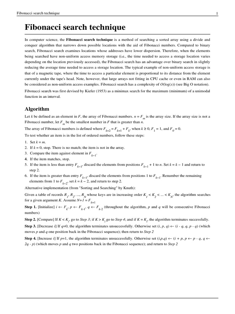 Fibonacci Search Technique | PDF | Computer Science | Computer Data