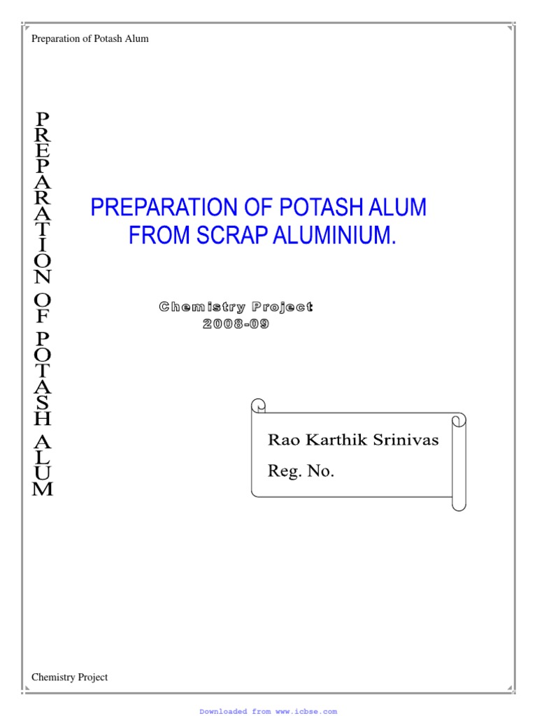 Preparation of Potash Alum: An Experiment Report on Producing Potassium ...
