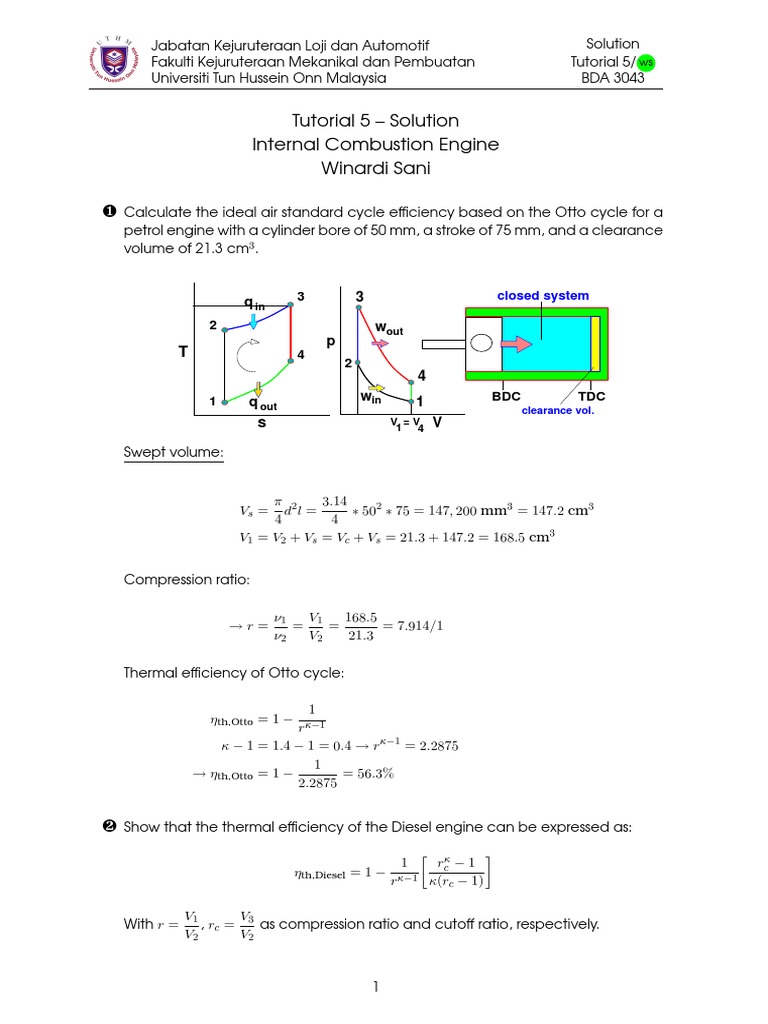 Internal Combustion Engine Efficiency Calculations | PDF | Internal ...