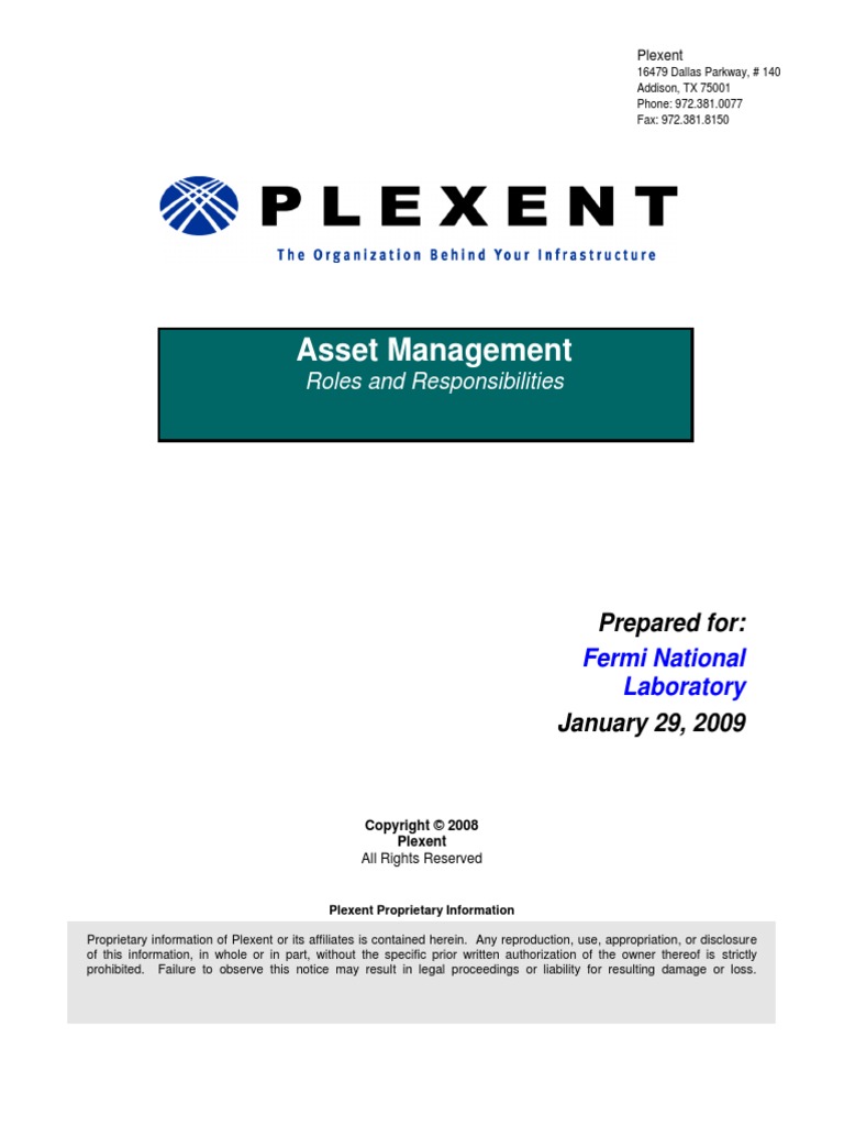 Asset Management Roles And Responsibilities PDF Proprietary