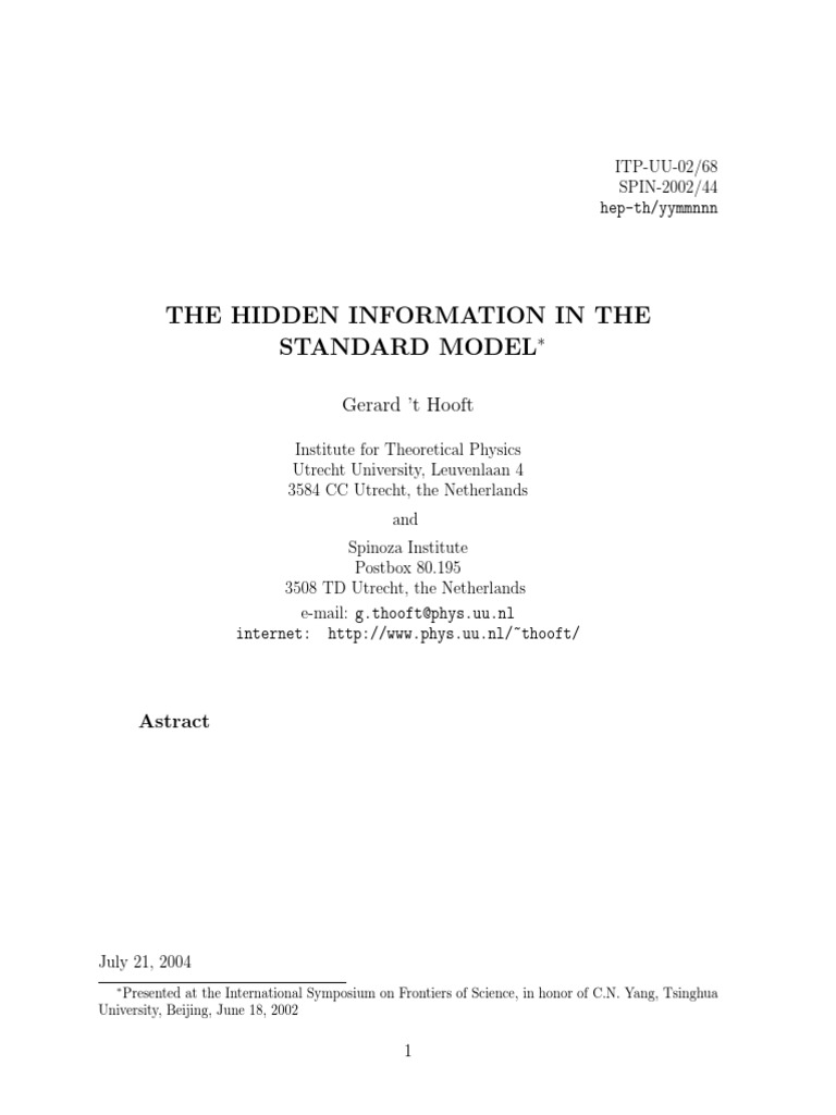 Hidden Information in The Standard Model | PDF | Standard Model | Black ...