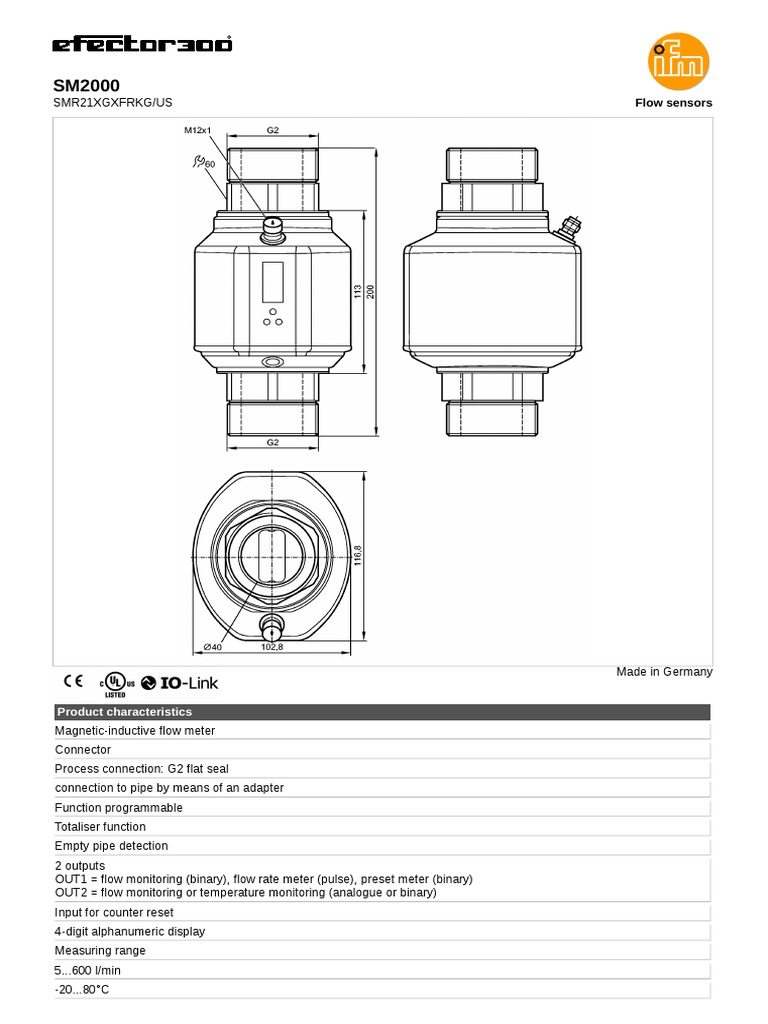Flow sensors: Product characteristics