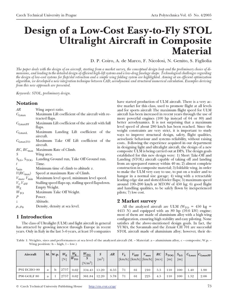 Design of A Low-Cost Easy-to-Fly STOL Ultralight Aircraft in Composite ...