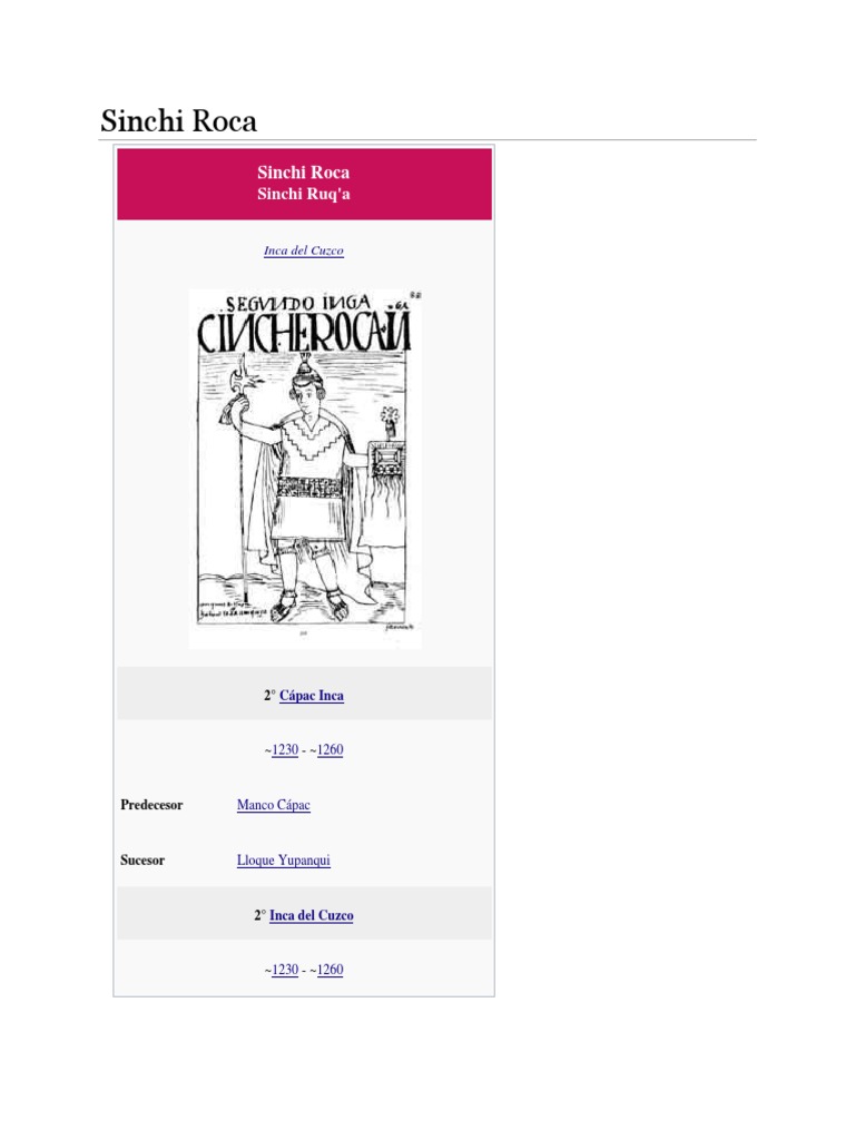 Sinchi Roca | PDF | Imperio Inca | Personas