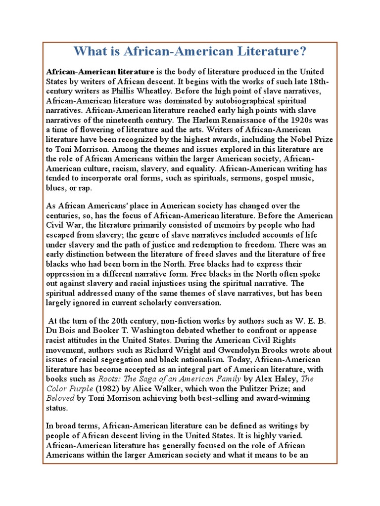 African American Literature | PDF | African American Literature