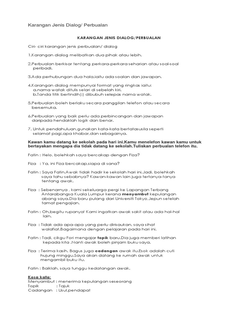Karangan Jenis Dialog | PDF