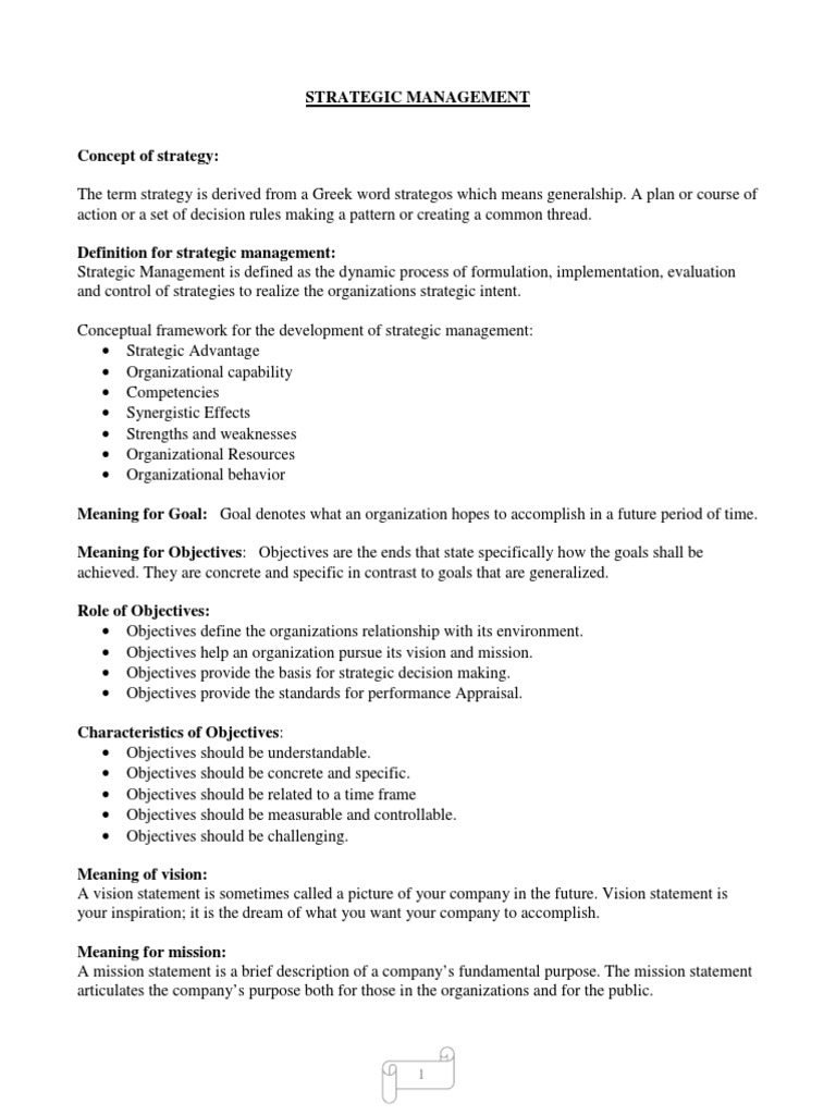 Introduction To Strategic Management Notes | PDF | Competitive ...