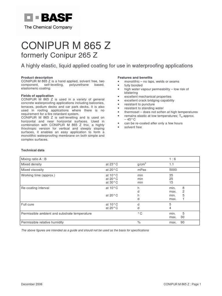 Basf 9665 Conipur M 865 Z en | PDF | Asphalt | Volatile Organic Compound