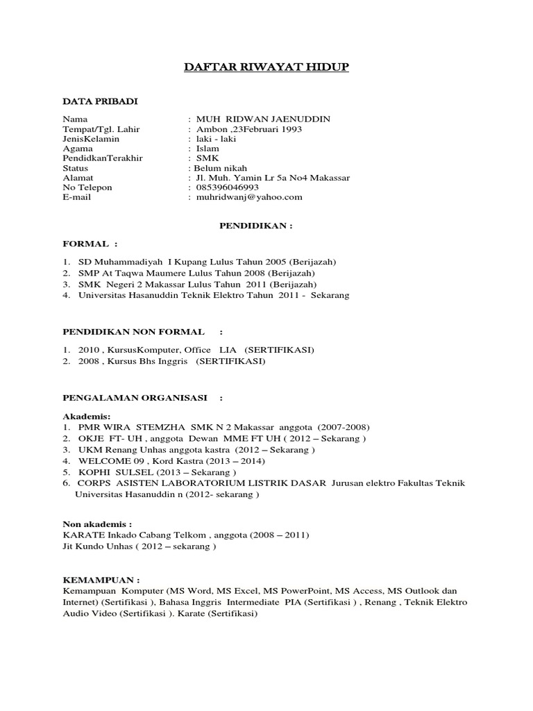Ridwan CV | PDF | Teknologi & Rekayasa