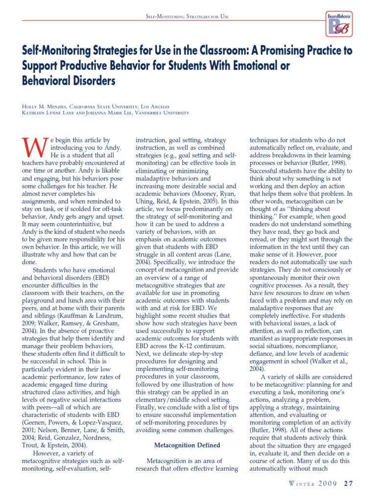 Self Monitoring | PDF | Metacognition | Reinforcement