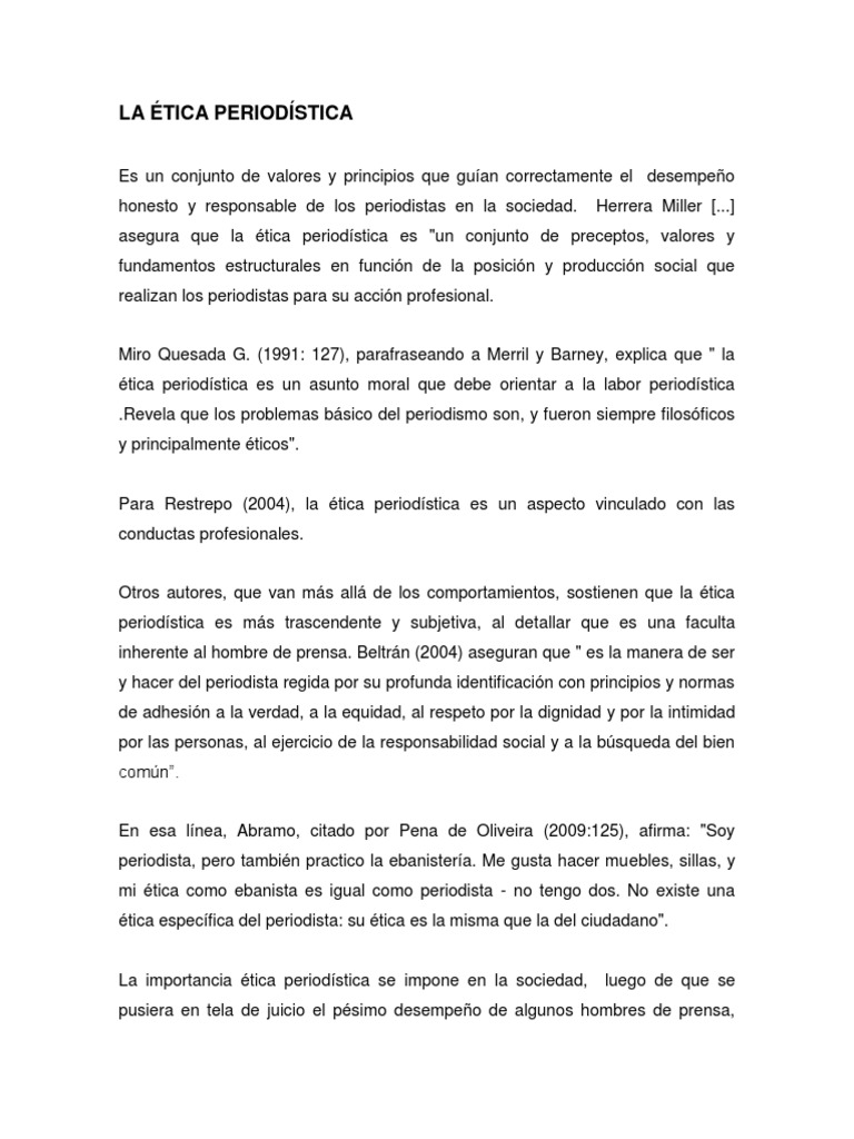 Ética Periodística | PDF | Periodismo | Instituciones sociales