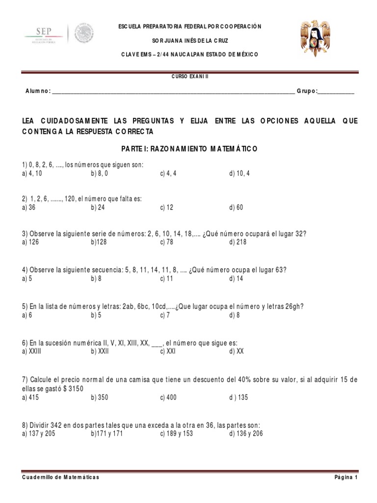 Cuadernillo de Ejercicios de Matematicas | PDF | Fracción (Matemáticas ...