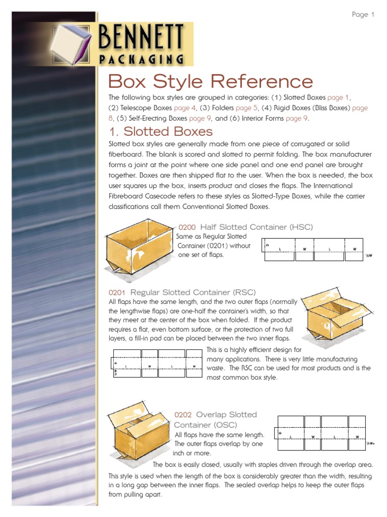 Bennett Packaging Box Styles Reference | PDF | Home & Garden
