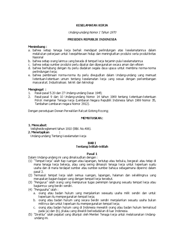 UU No.1 Tahun 1990 Tentang K3 | PDF
