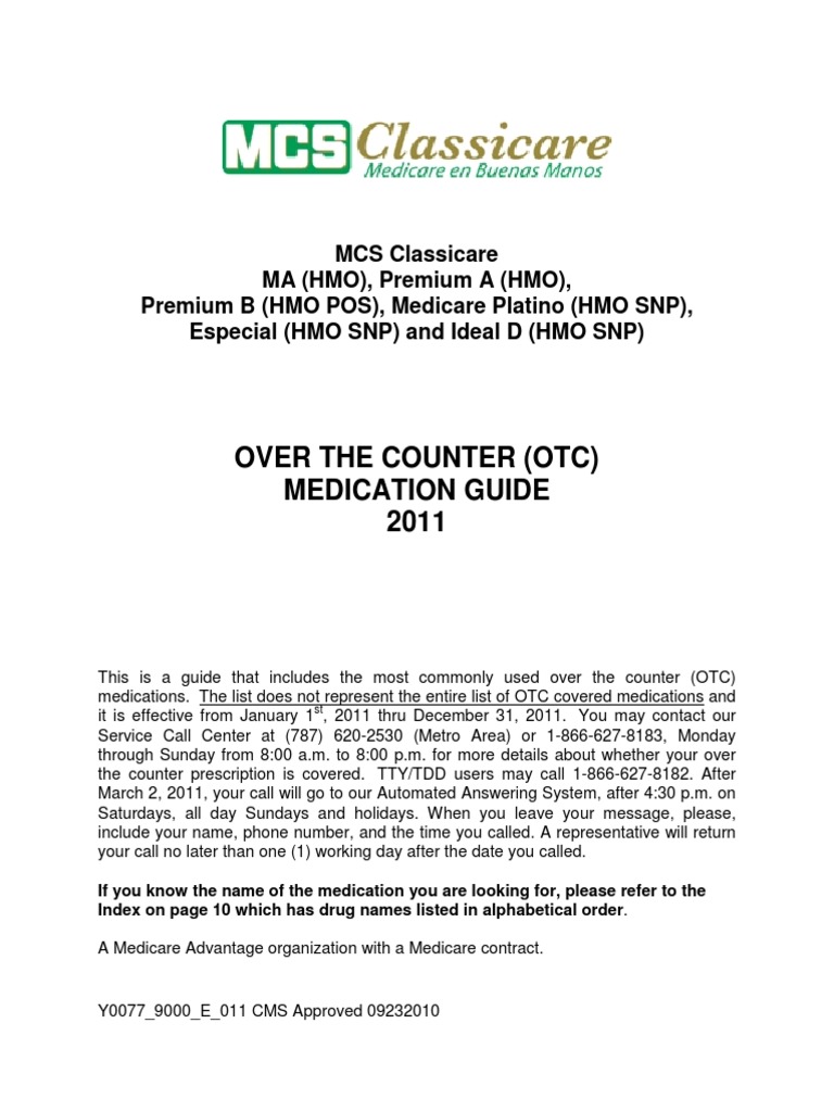 MCS 2011 OTC Medication Guide | PDF | Over The Counter Drug ...