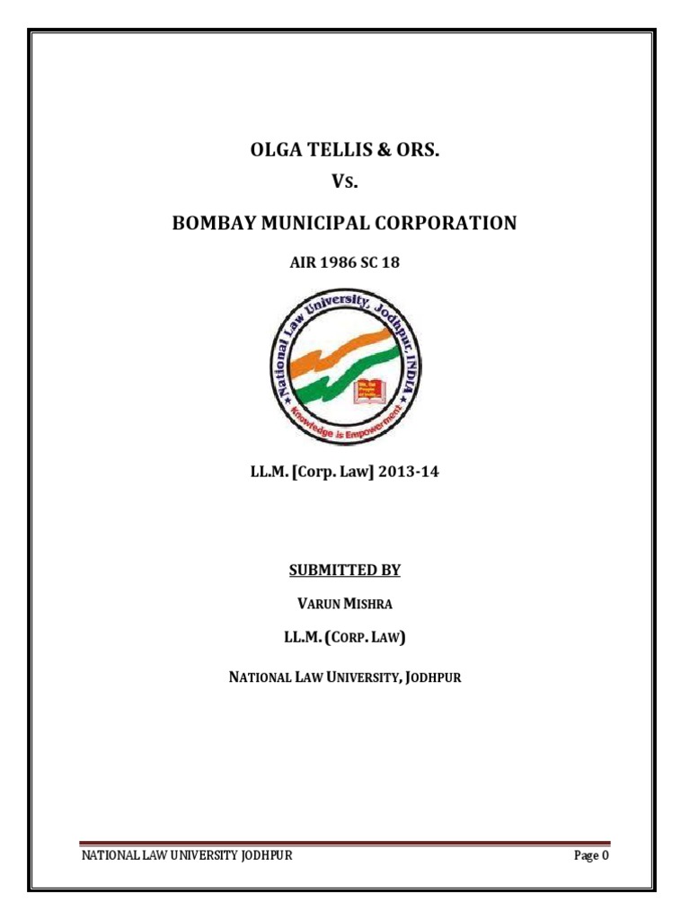 Olga Tellis Case: Right to Livelihood | PDF | Crime & Violence | Crime ...