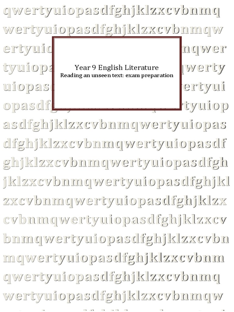 Year 9 Unseen Exam Preparation | PDF | Comma | Punctuation