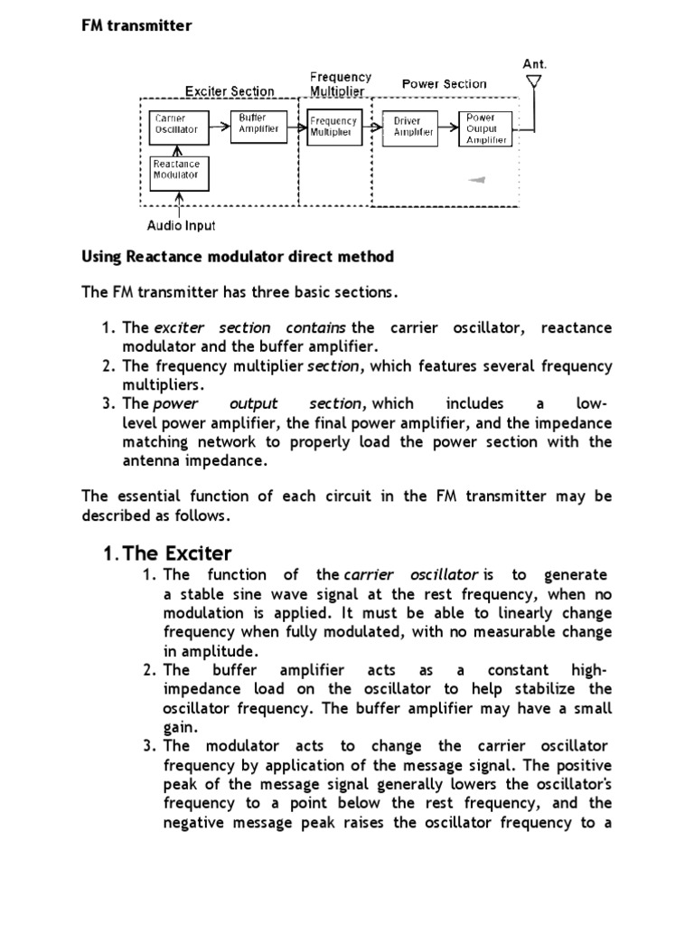 FM transmitter direct reactance method | PDF | Amplifier | Frequency ...