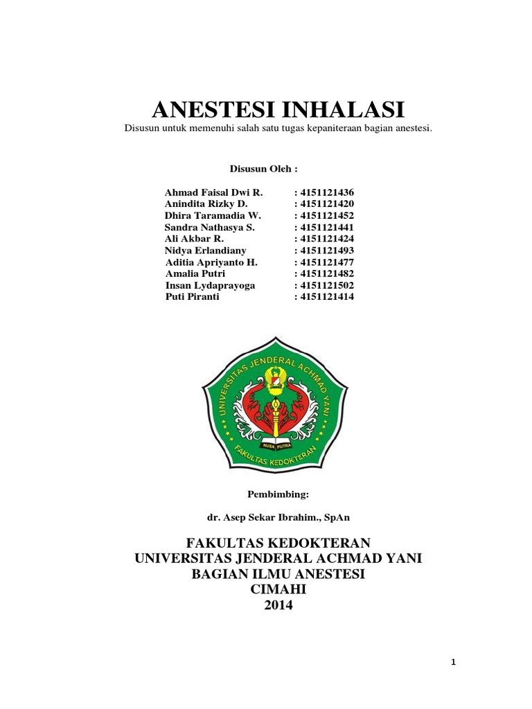 Anestesi Inhalasi | PDF