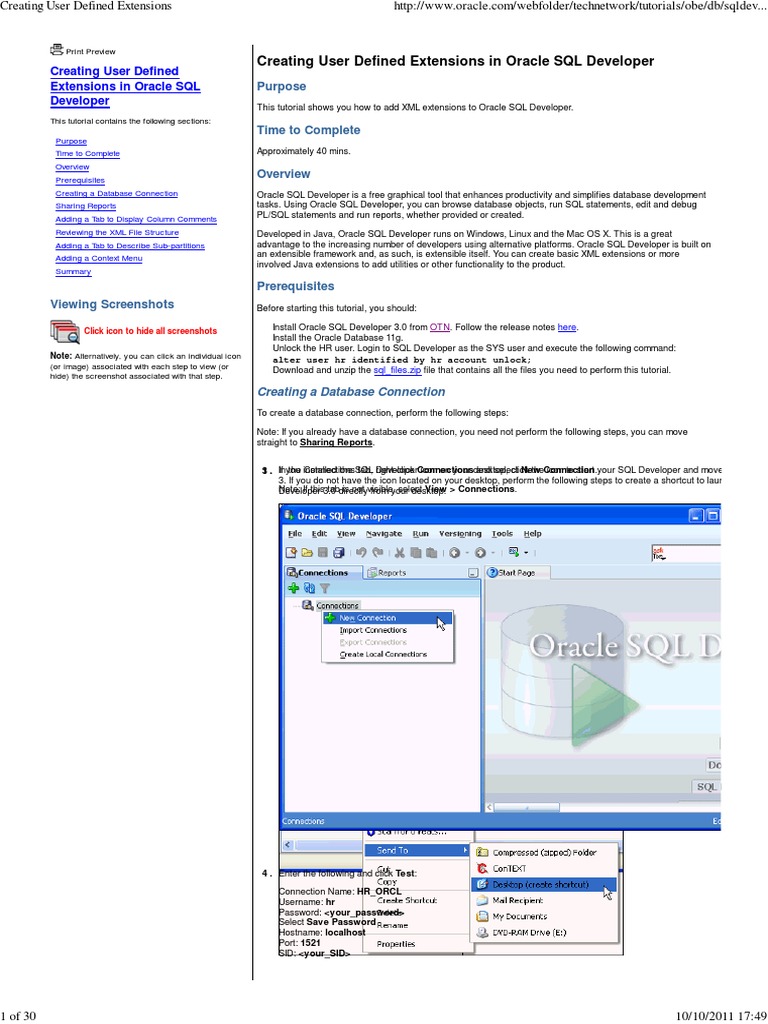 Creating User Defined Extensions in SQL Developer | PDF | Oracle Database | Icon (Computing)