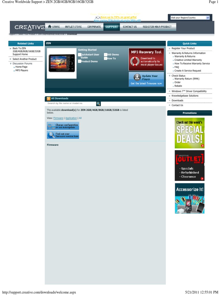 Creative Zen Firmware Update | PDF | Windows Xp | Microsoft Windows