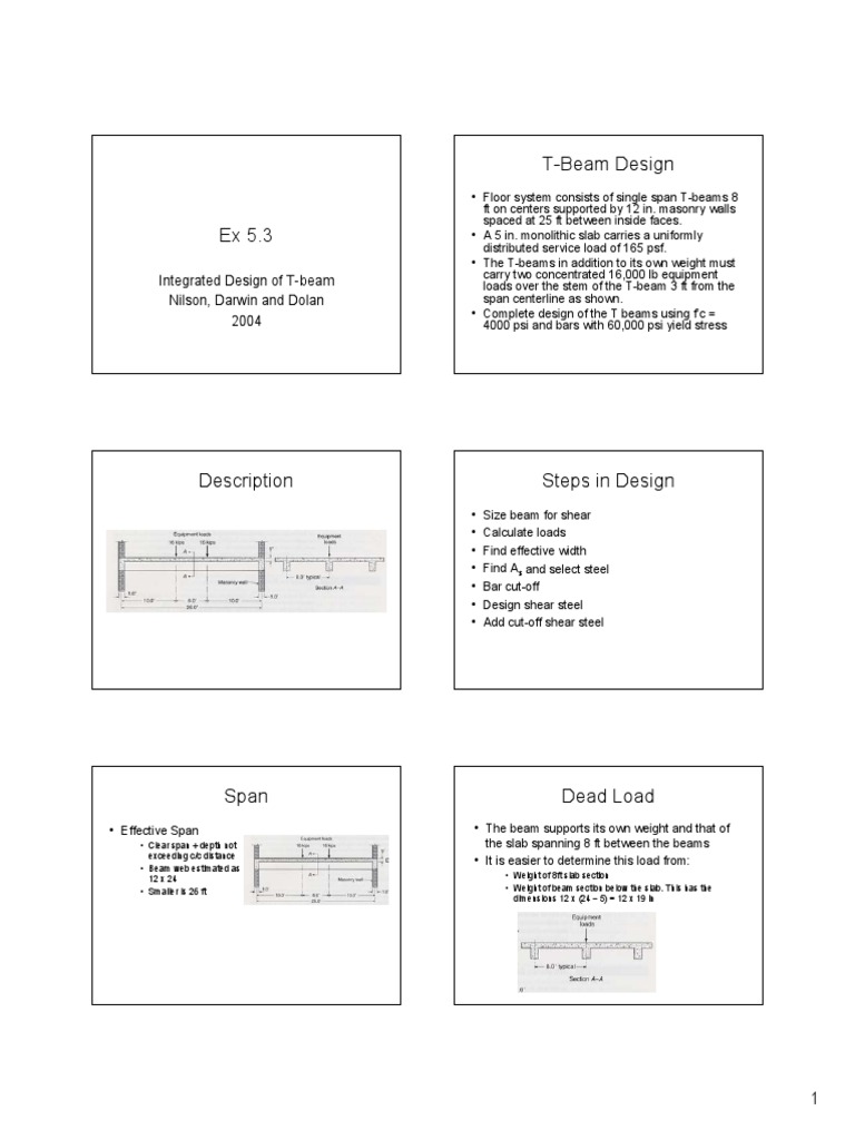 T-Beam Design Ex 5.3 | PDF | Beam (Structure) | Physics