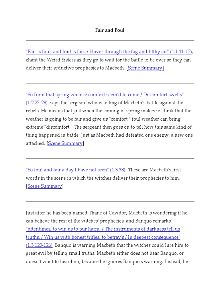 Fair and Foul | PDF | Macbeth | Shakespearean Tragedies