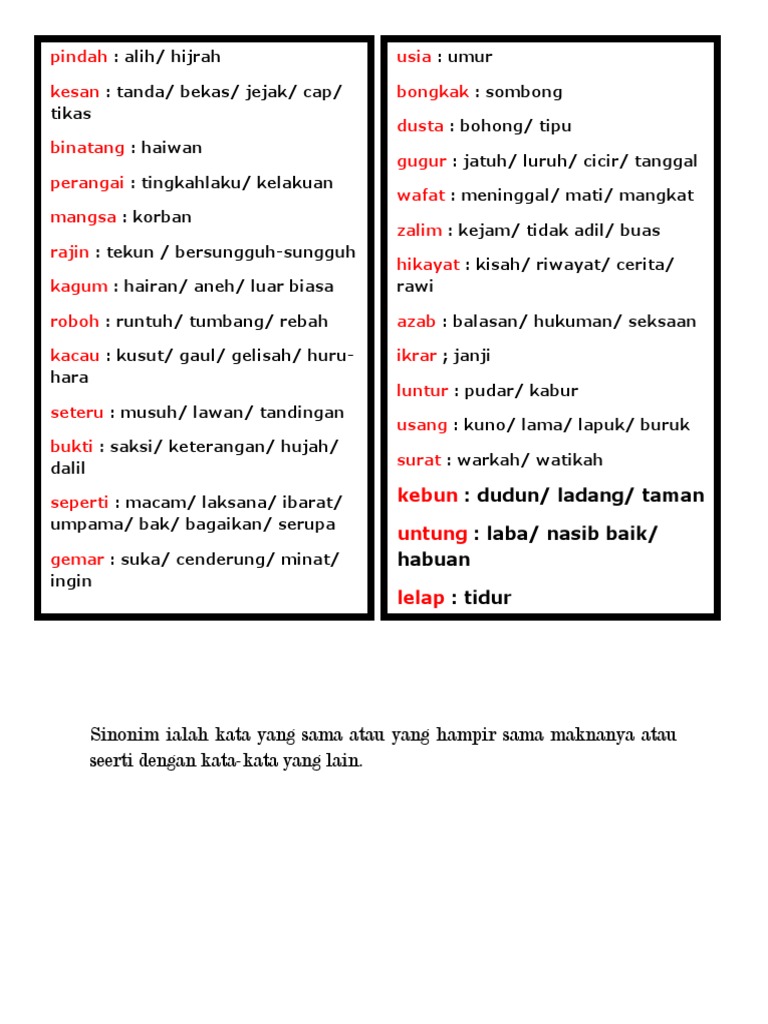 Sinonim Dan Antonim | PDF