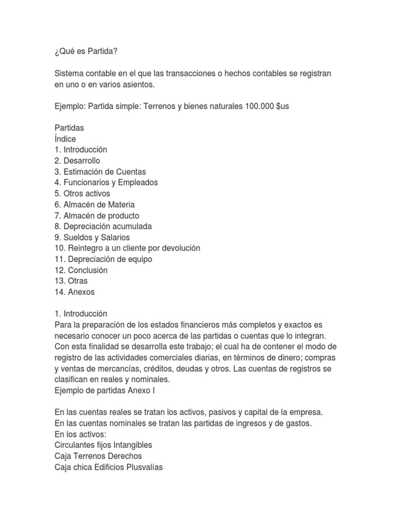 Concepto y Tipos de Partidas Contables | PDF | Devengo | Contabilidad