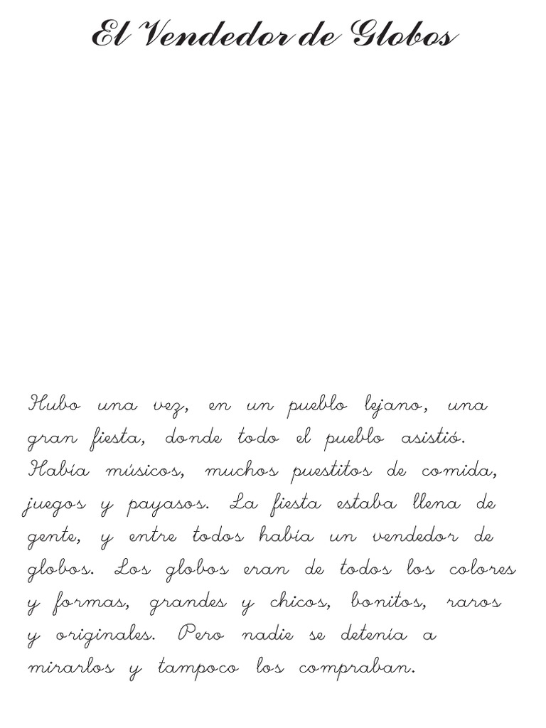 Cuento El Vendedor de Globos | PDF