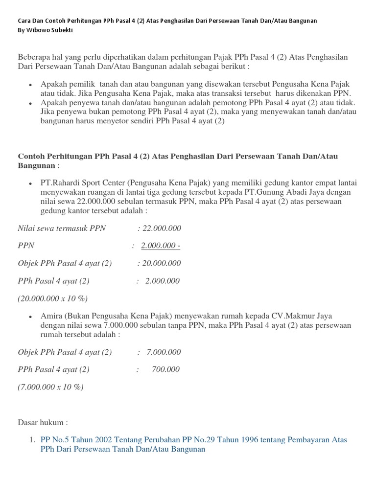 Cara Dan Contoh Perhitungan Pajak | PDF
