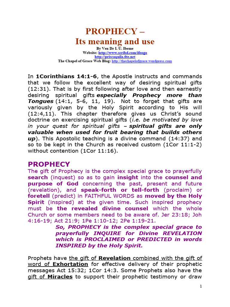 PROPHECY - Its Meaning and Use | PDF | Prophecy | Spiritual Gift