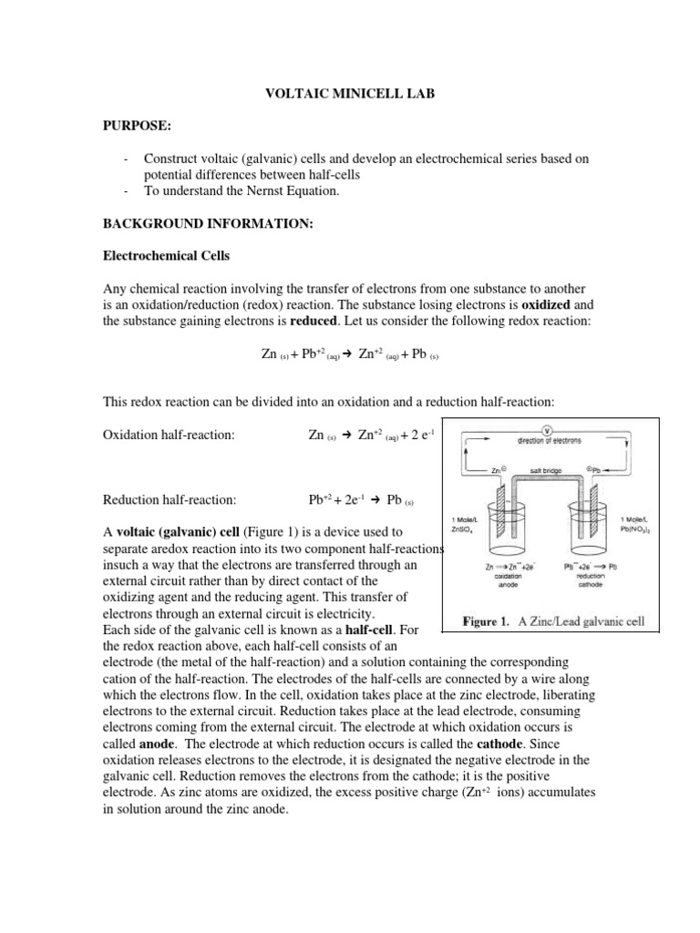 Voltaic Minicell Lab | PDF | Redox | Electrochemistry