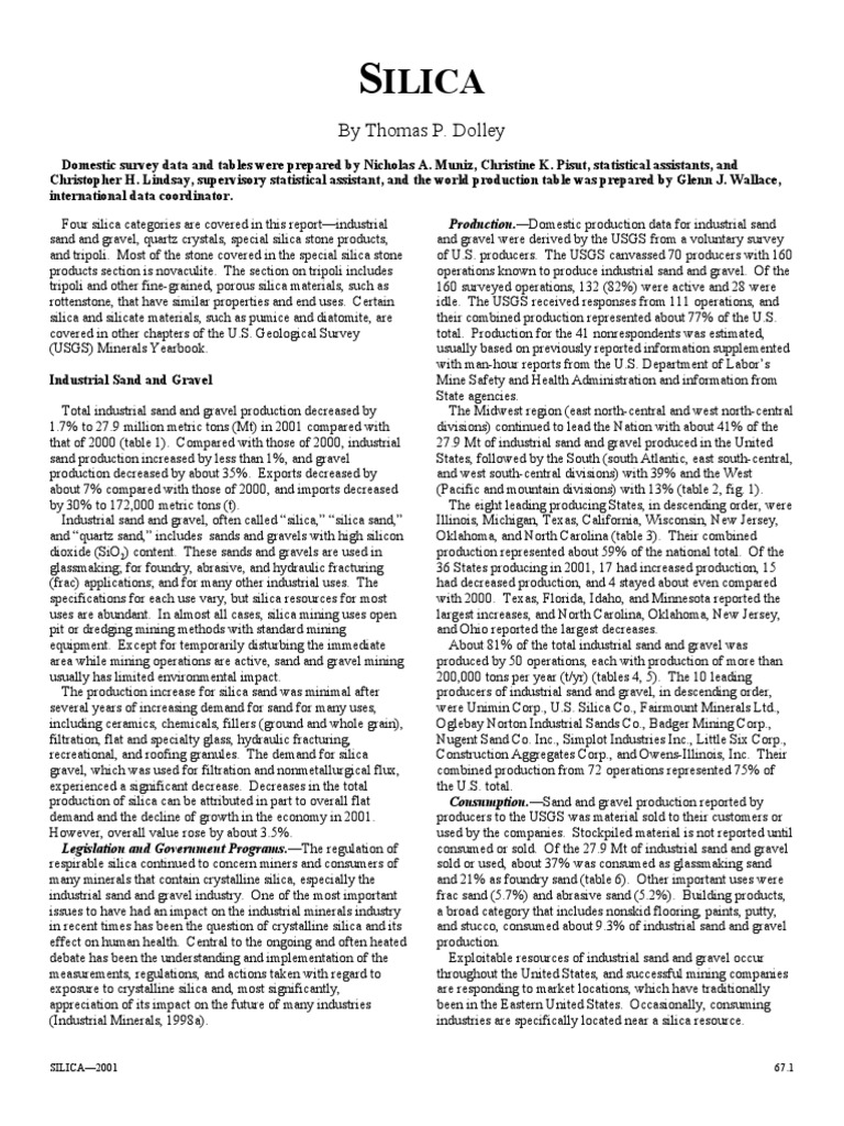 Silica Sand 3452 | PDF | Silicon Dioxide | Silicon