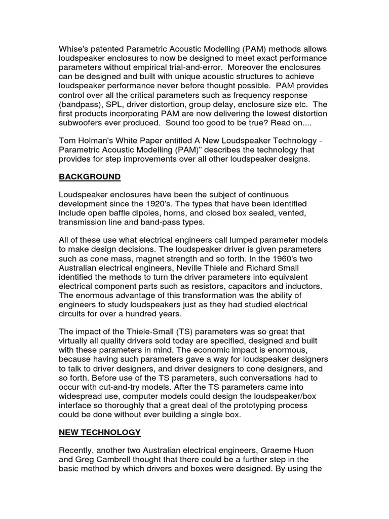 A New Loudspeaker Technology - Parametric Acoustic Modelling | PDF ...