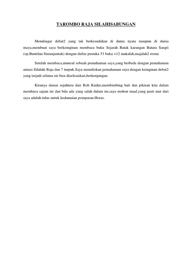 Tarombo Raja Silahisabungan | PDF