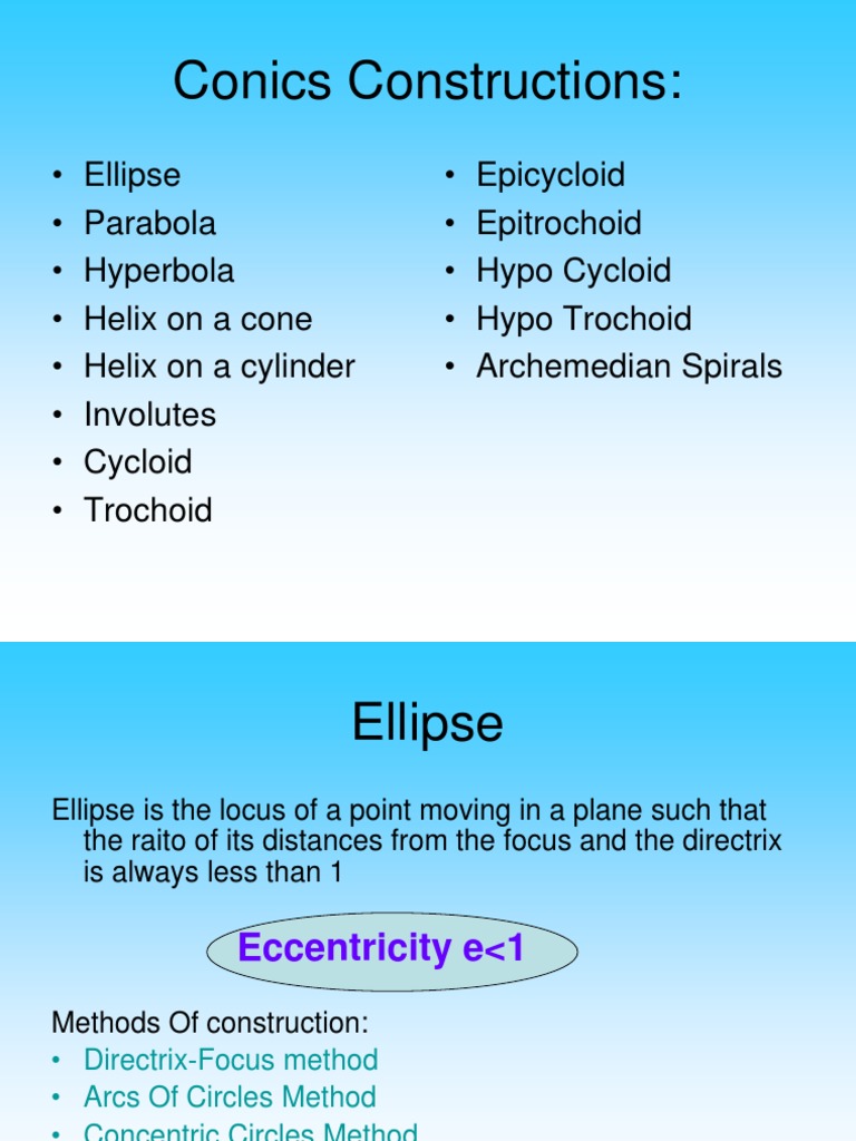 Conics and Curves Construction Guide | PDF | Ellipse | Circle