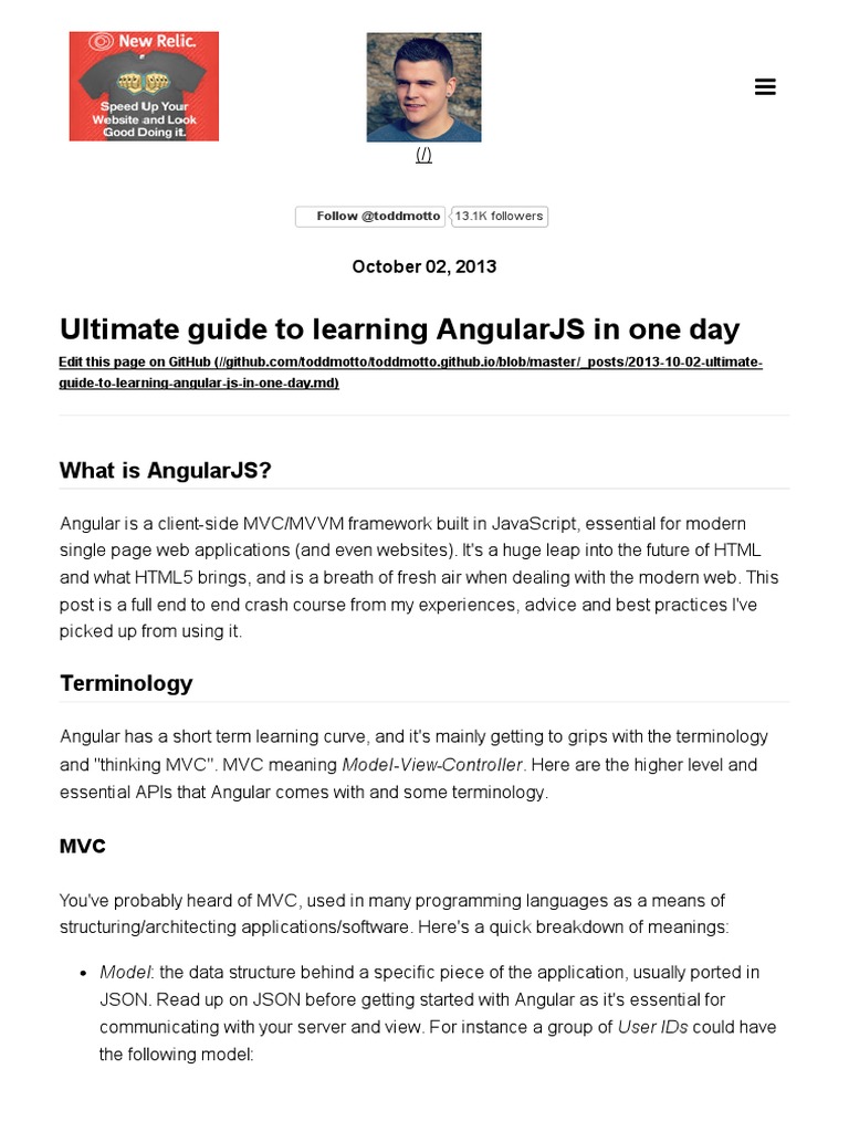 Ultimate Guide To Learning AngularJS in One Day | Download Free PDF | Angular Js | Model–View ...