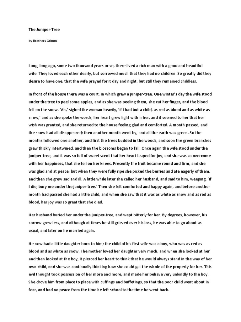 The Juniper-Tree by Brothers Grimm | PDF | Nature