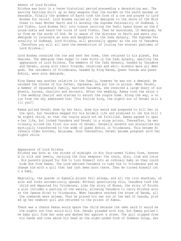 Krishna Story in Short | PDF | Krishna | Hinduism